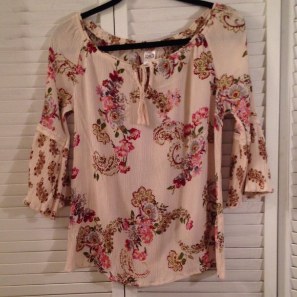 Bila | Tops | Bila S Gauzy Floral Tassel Tie Offshoulder Top | Poshmark
